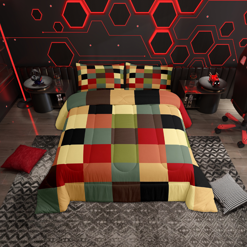 Erosebridal Vintage Checkered Bedding Sets Full with Comforter, Square ...