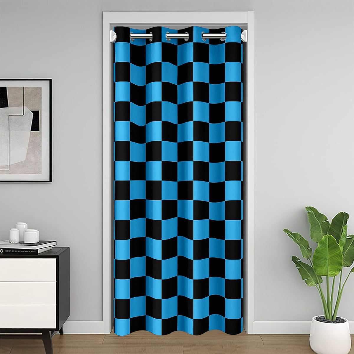 Erosebridal Vintage Checkered Door Curtain For Doorways 42x84, Square ...