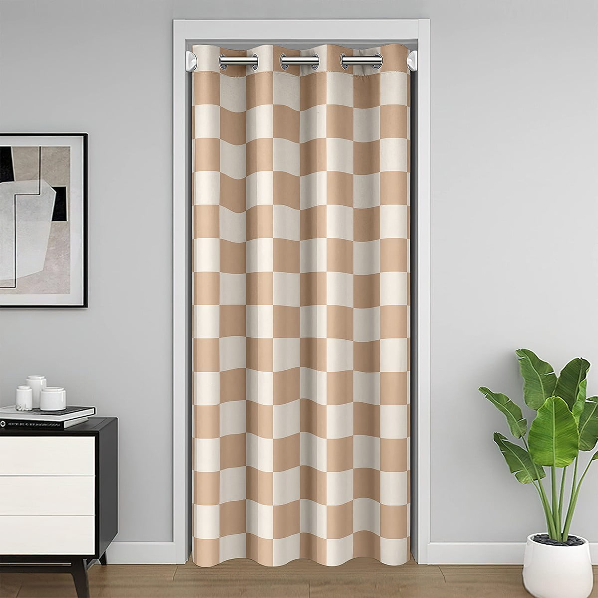 Erosebridal Vintage Checkered Door Curtain Panel 42x80, Square ...