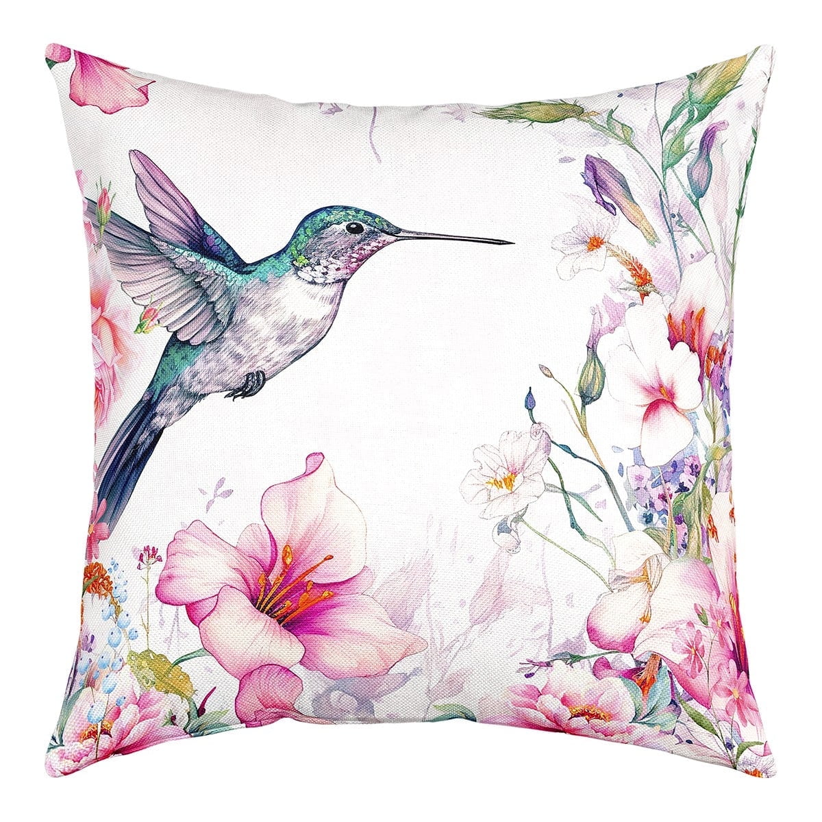 Erosebridal Vintage Floral Pillow Cover 16x16 inch,Hummingbird Throw ...