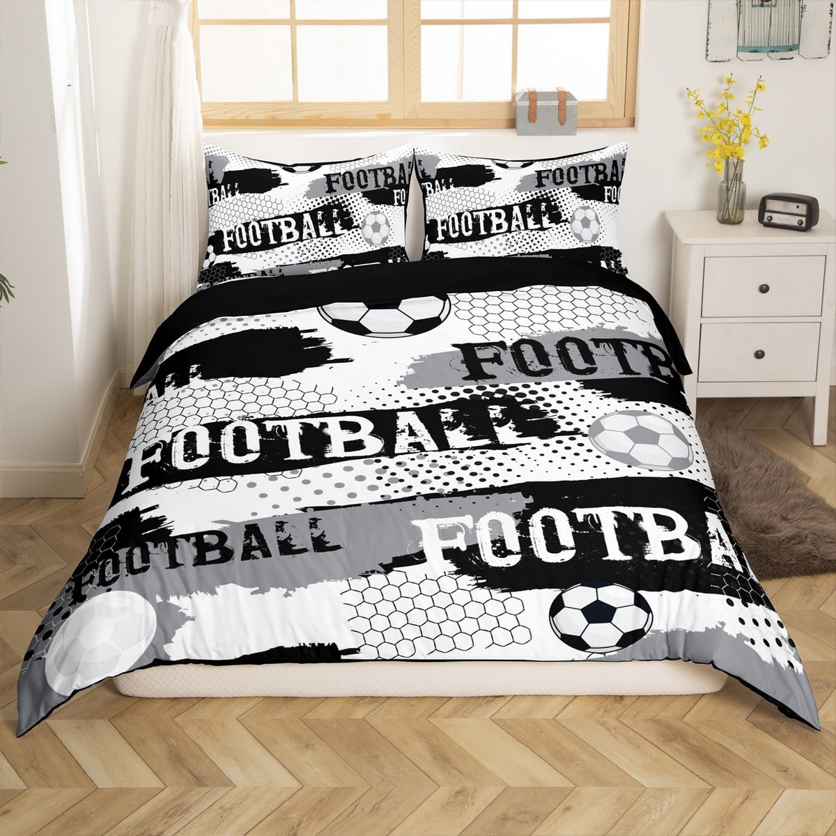 Erosebridal Vintage Football Comforter Cover Queen, Honeycomb Bedding ...