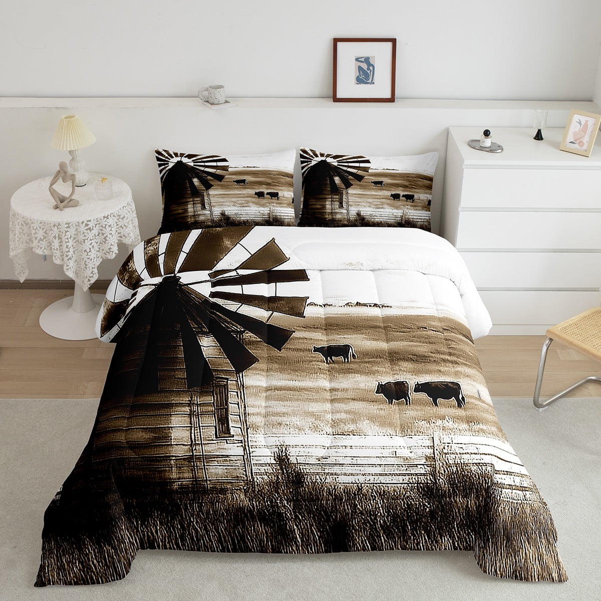Erosebridal Rustic Cow Bedding Full Comforter Set, Farm Animal Down ...