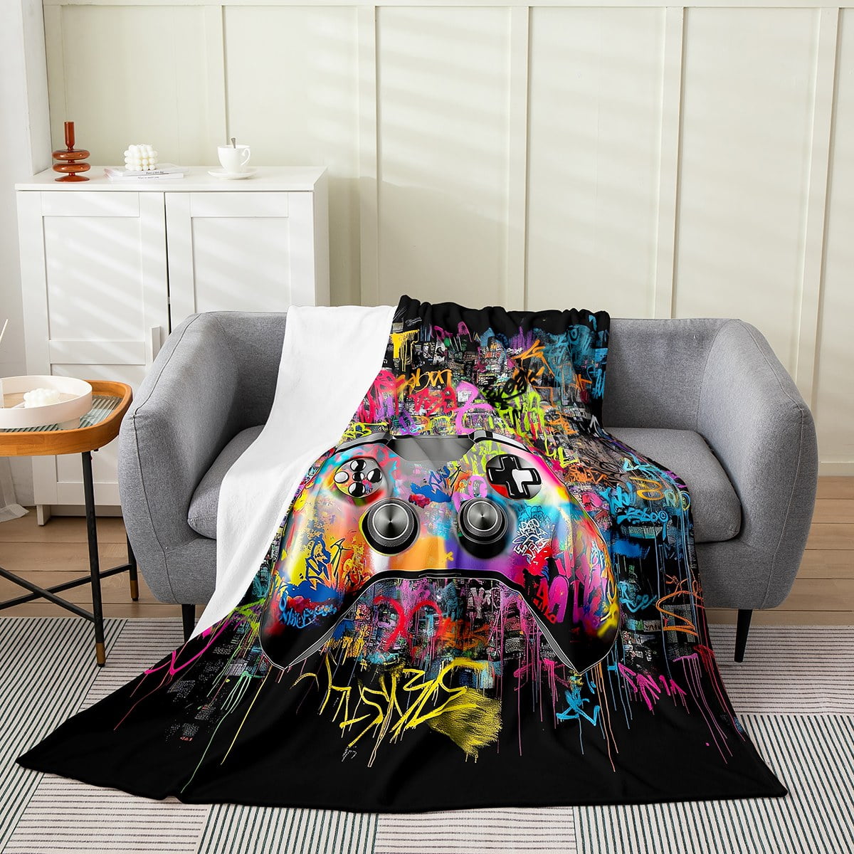 Erosebridal Vintage Gamepad Throw Blanket for Couch, Street Graffiti ...