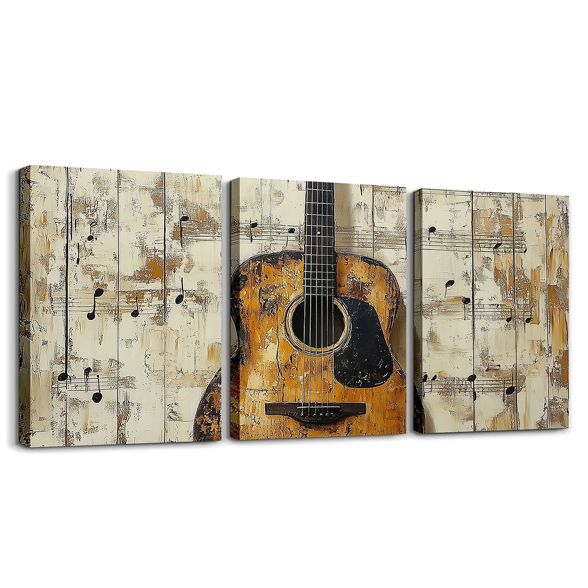 Erosebridal Vintage Guitar Canvas Wall Art Living Room, Retro Musical ...
