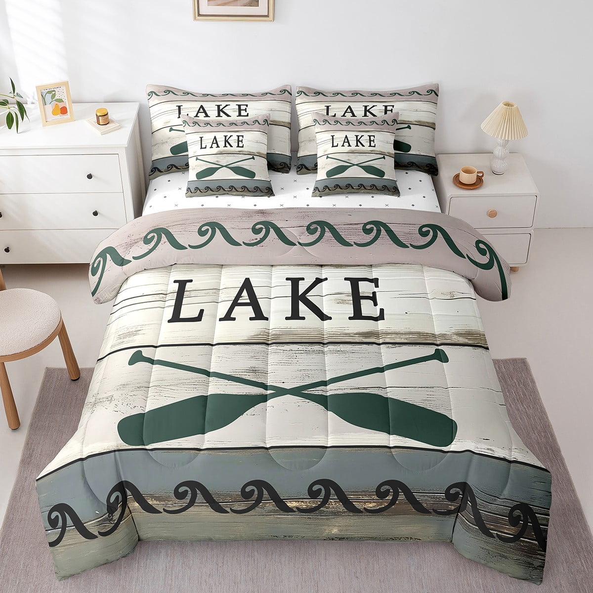 Erosebridal Vintage Lake House Bed in a Bag Twin size, Rustic Farmhouse ...