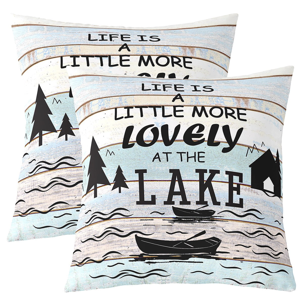 Erosebridal Vintage Lake House Cushion Covers for Sofa Set of 2, Lodge ...