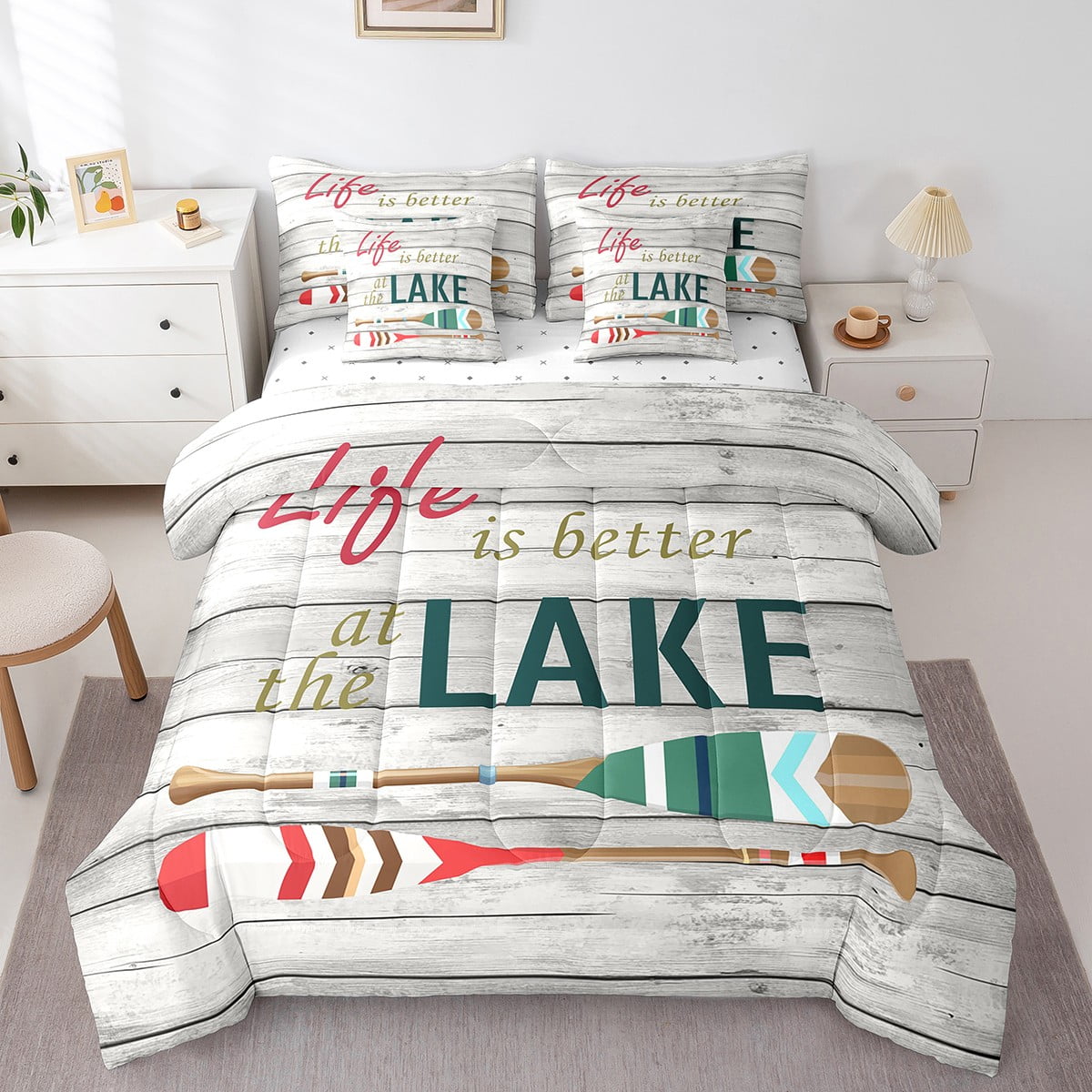 Erosebridal Vintage Lake Paddle Bed in a Bag King Size, Rustic Lake ...