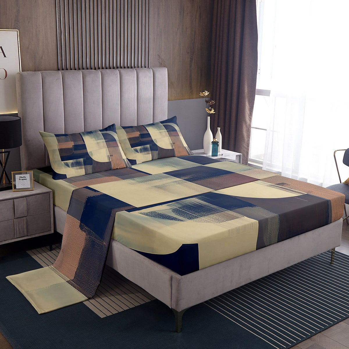 Erosebridal Vintage Minimalism Full Sheet Sets, Abstract Geometry ...