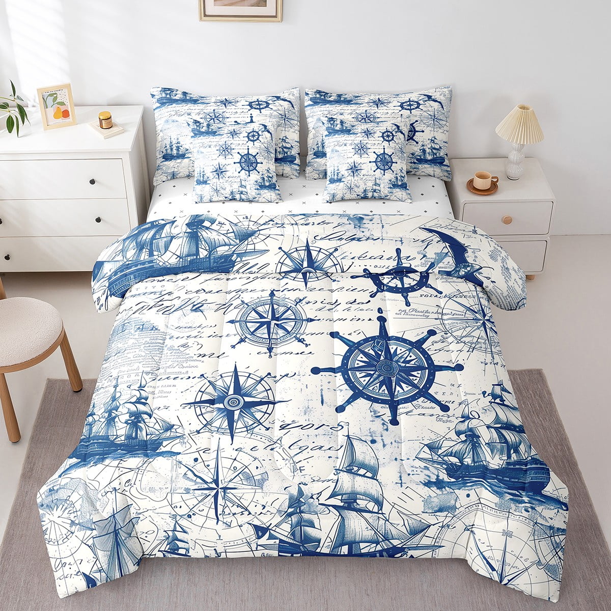 Erosebridal Vintage Rudder Bed in a Bag Twin size, Nautical Sailboat ...