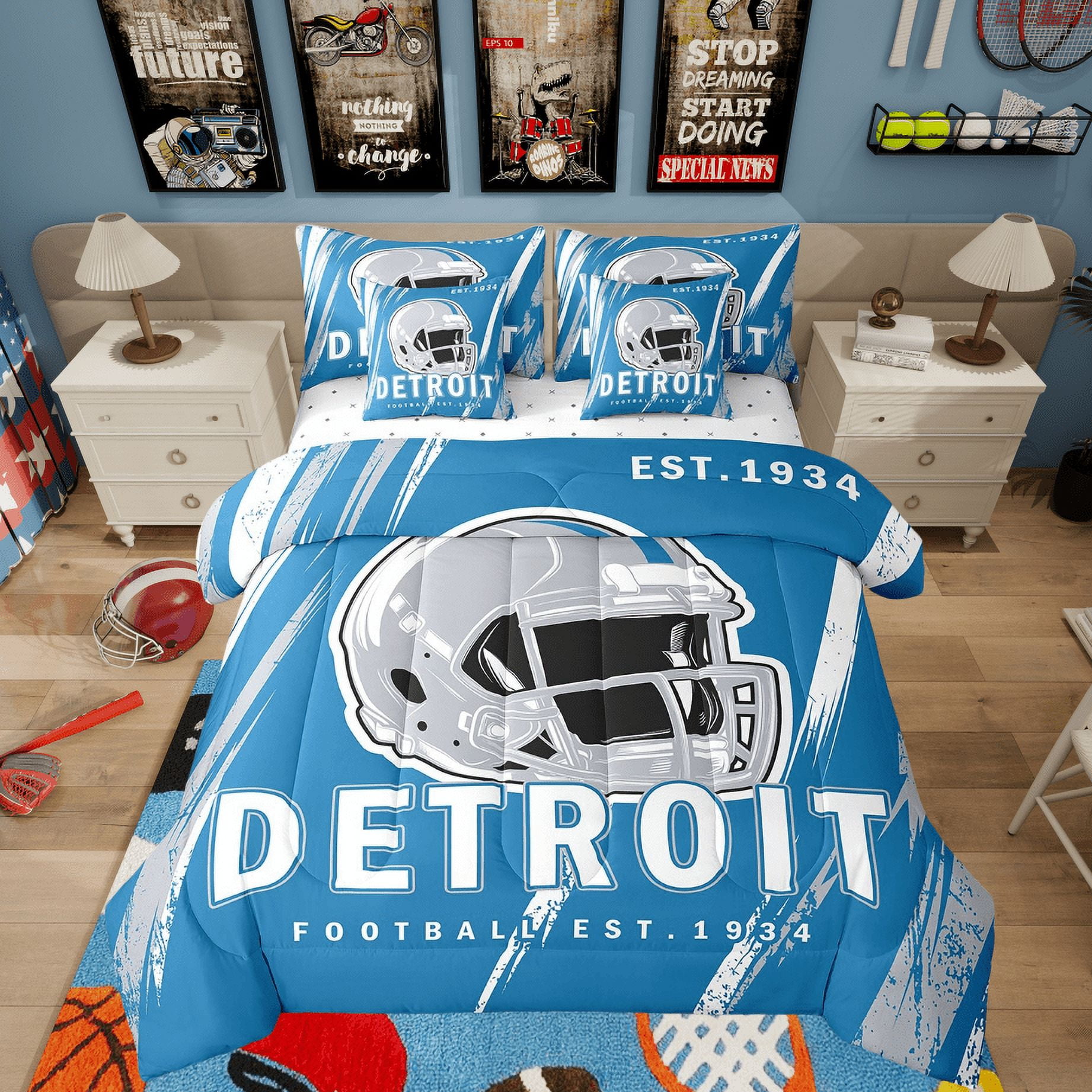 Erosebridal Vintage Rugby Bed in a Bag Queen size, Soccer Lover Bed Set, Football Player Decor ...