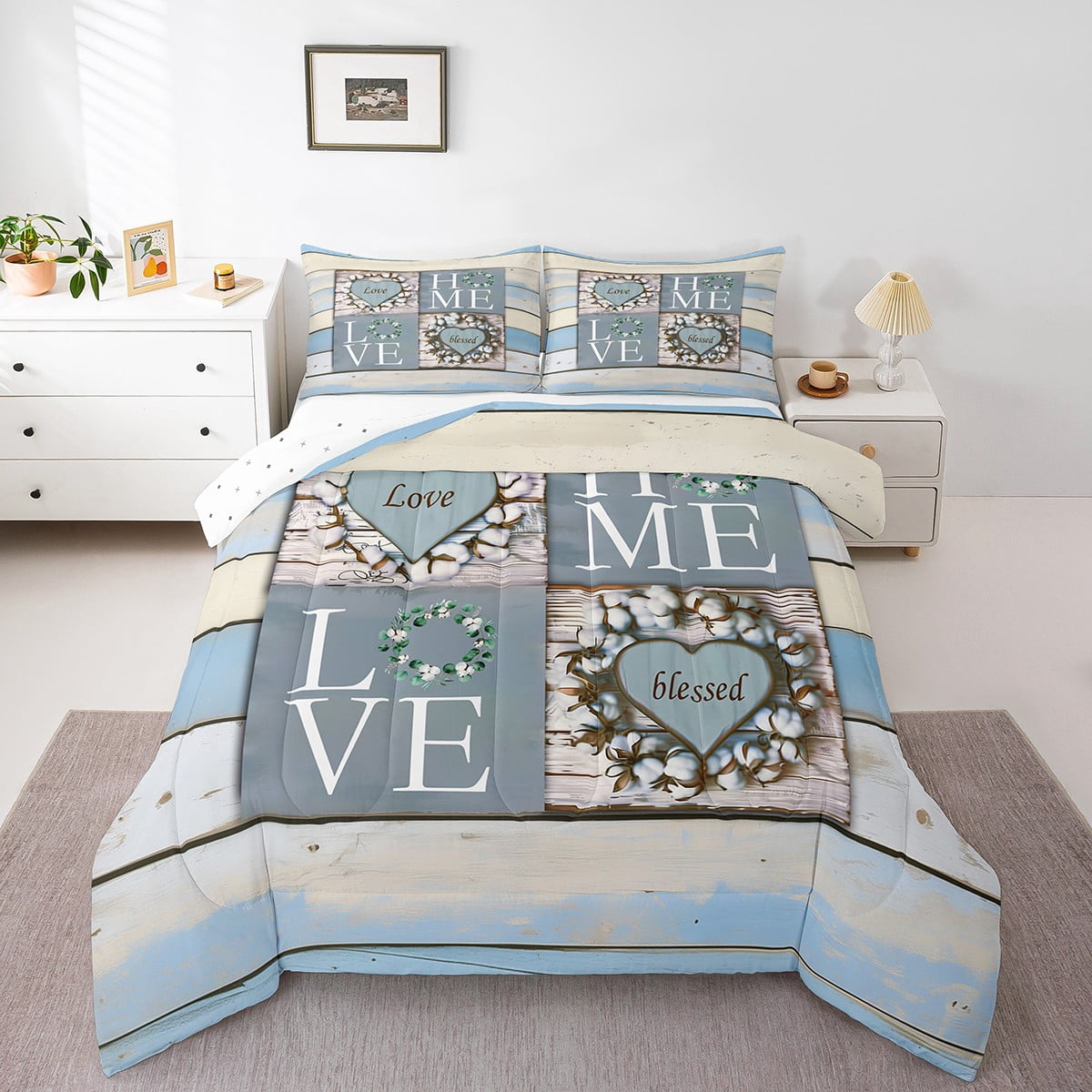 Erosebridal Vintage Rustic Bedding King Comforter Set,Farmhouse Lodge ...