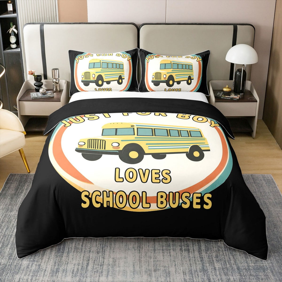 Erosebridal Vintage School Bus 100% Cotton Comforter Cover Queen ...