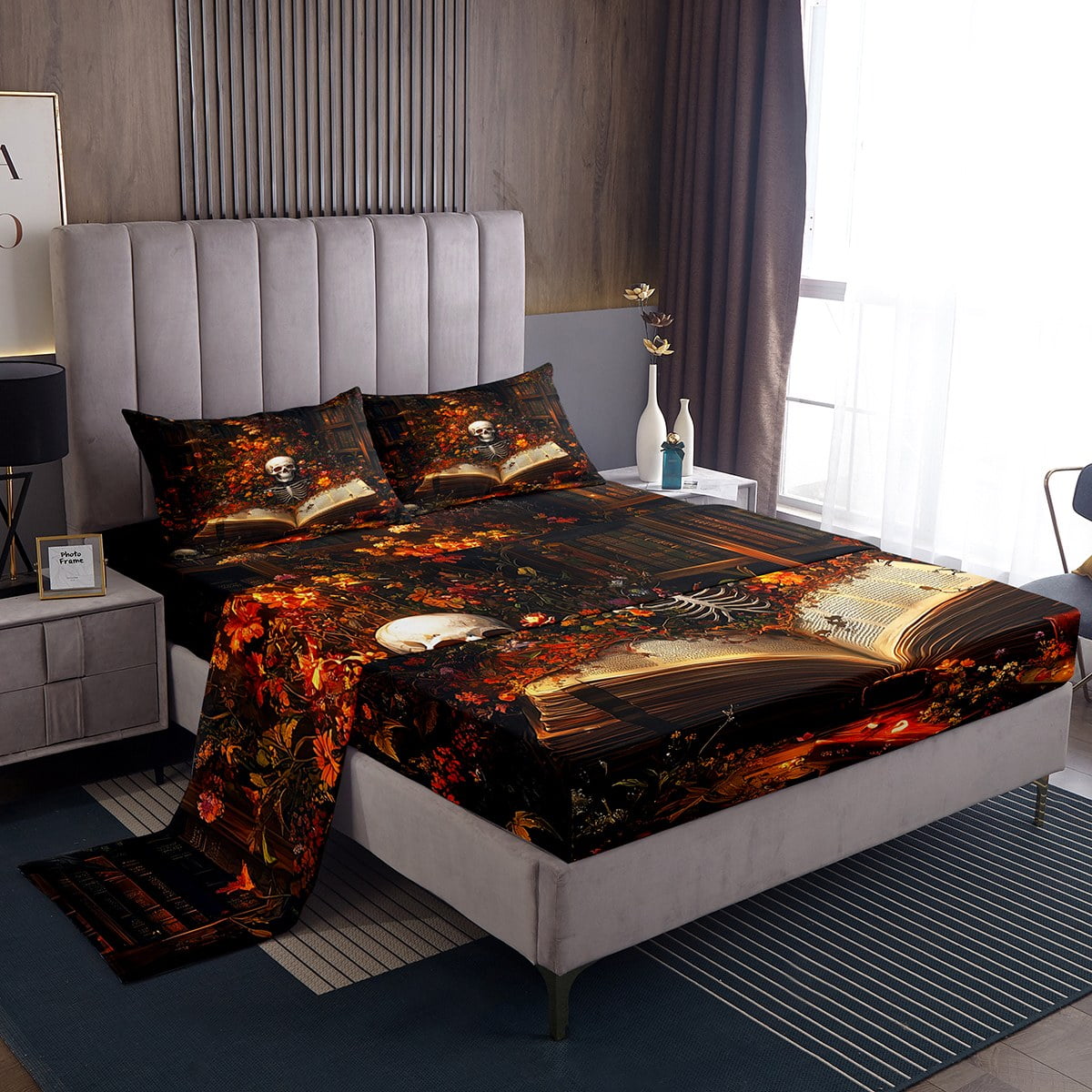 Erosebridal Vintage Skull Sheet Set King, Western Book King Sheet Sets ...