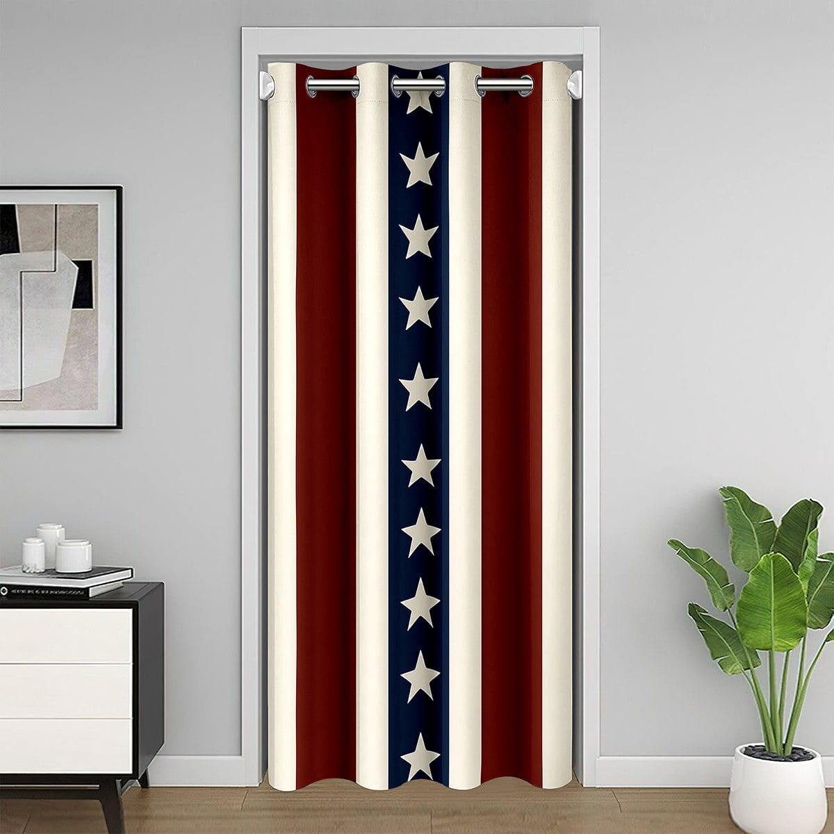 Erosebridal Vintage Stripes Door Curtain Panel 34x80, American Flag Room Divider Curtain ...