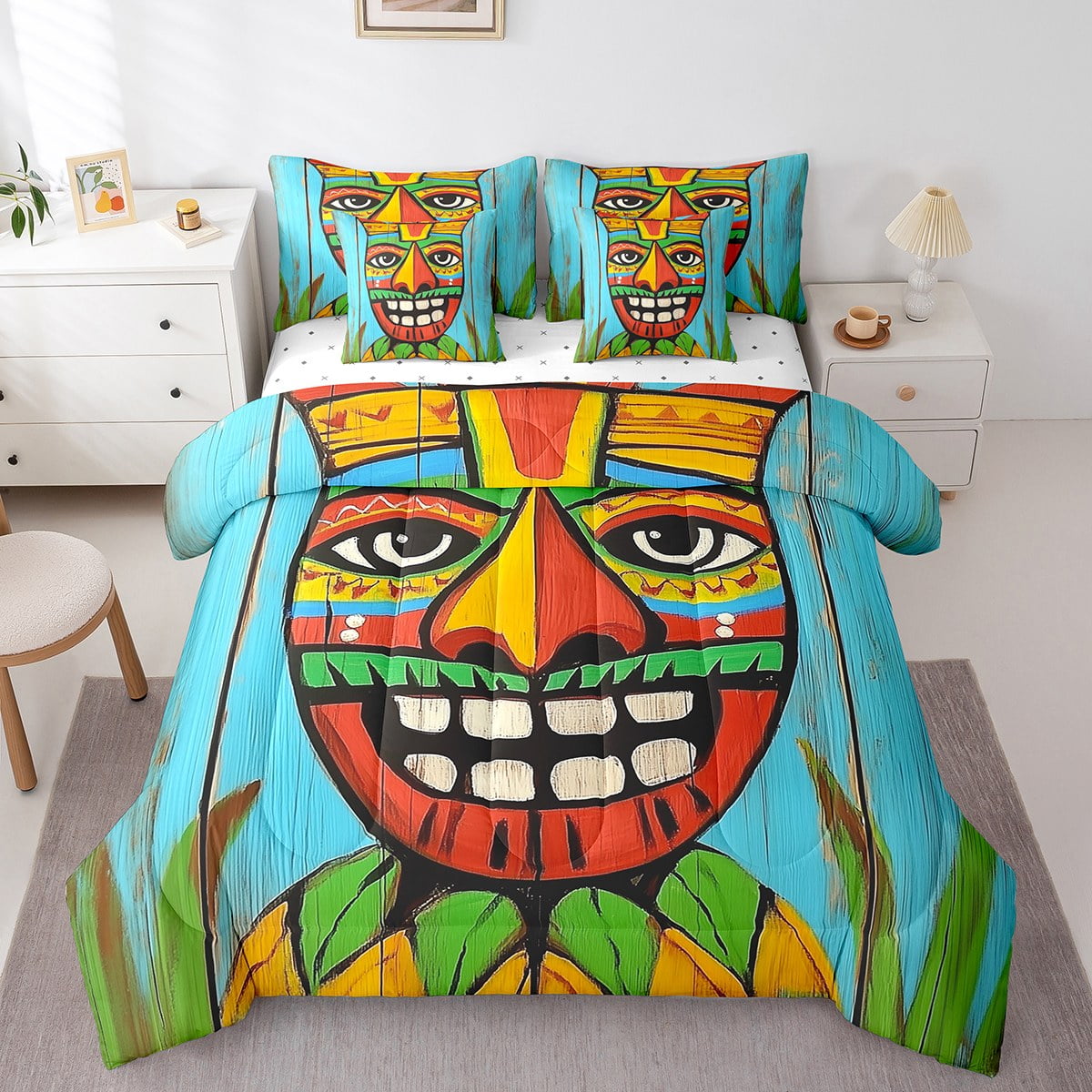 Erosebridal Vintage Tribal Culture Bedding King Size, Cartoon Hawaiian ...