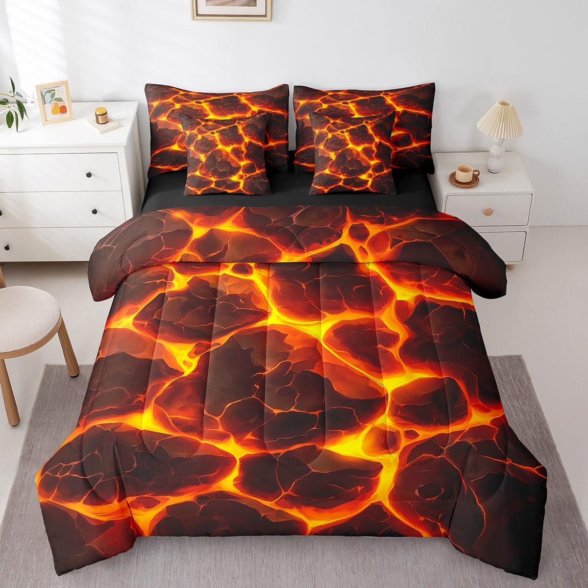 Erosebridal Volcano Eruption Bed in a Bag Queen size,Volcano Lava ...