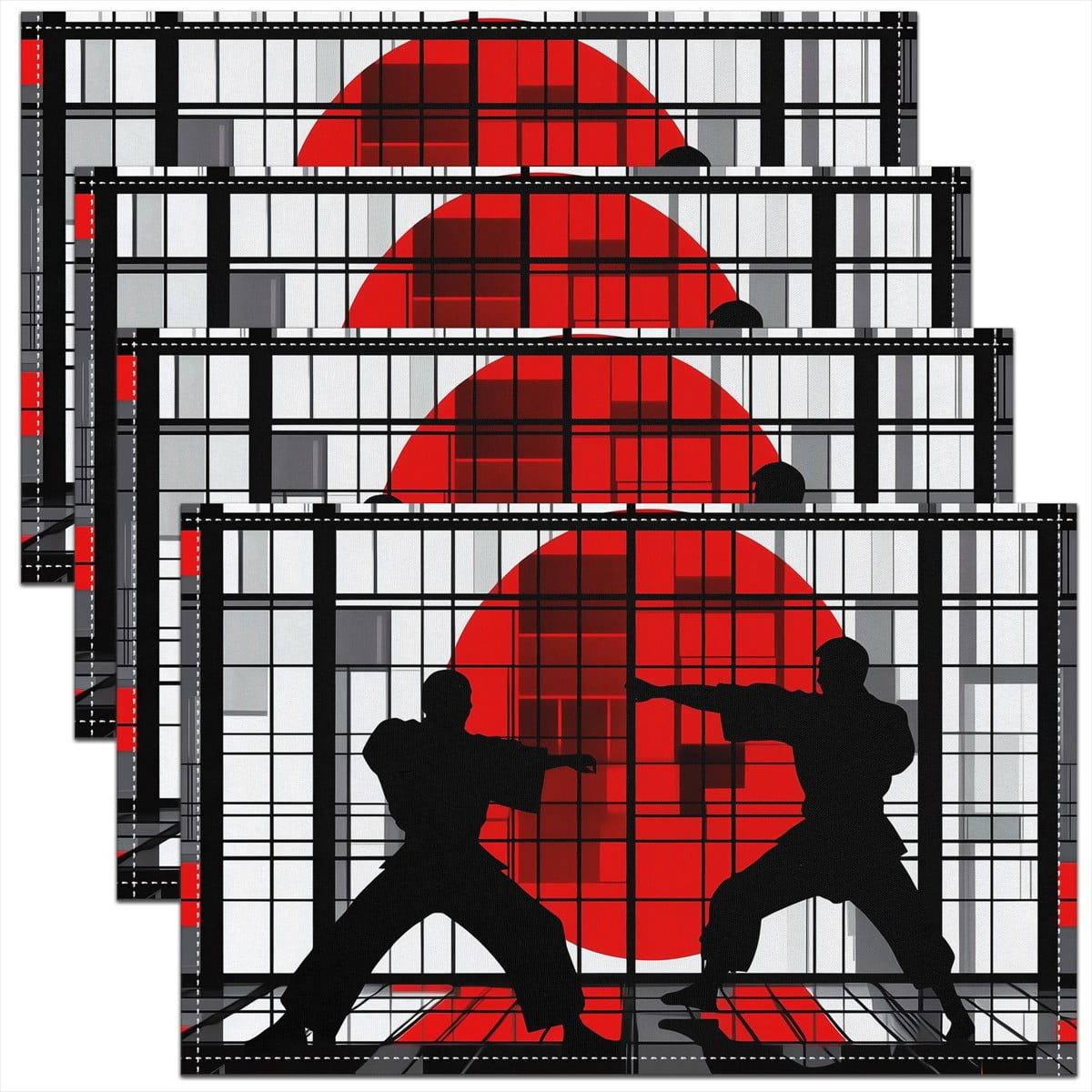 Erosebridal Warrior Samurai Placemats Set of 4, Taekwondo Sport Table ...