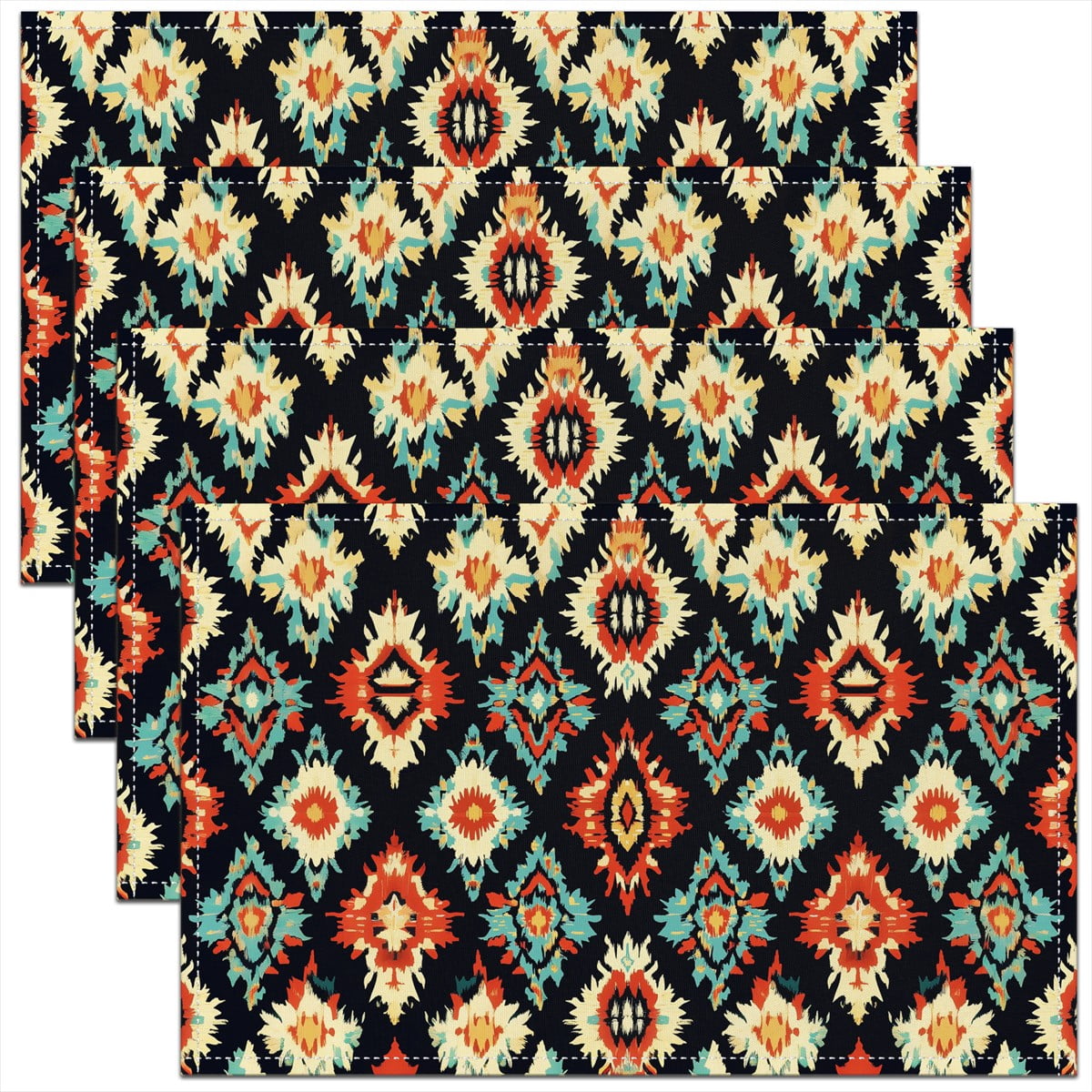 Erosebridal Watercolor Aztec Damask Place Mats Set of 4 for in Door ...