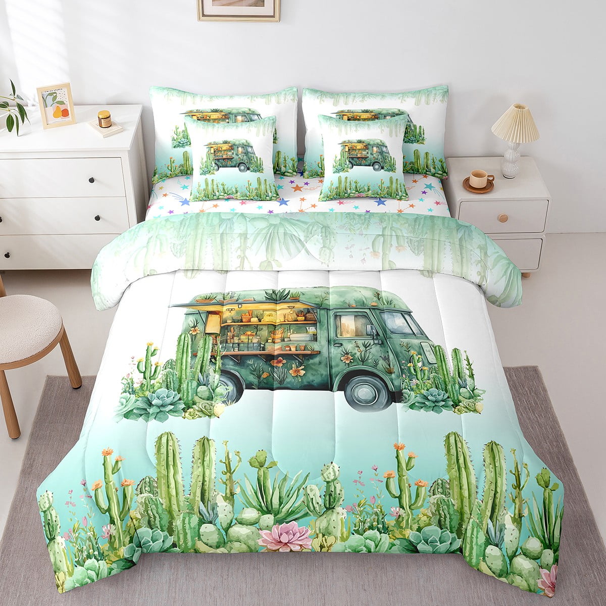 Erosebridal Watercolor Camper Car Bedding Sets Full Size, Tropical ...