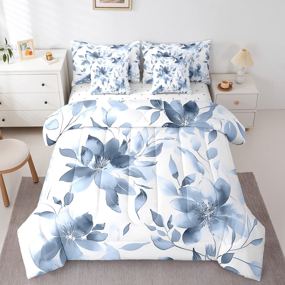 Erosebridal Watercolor Flower Bedding Sets Twin Size, Vintage Floral ...
