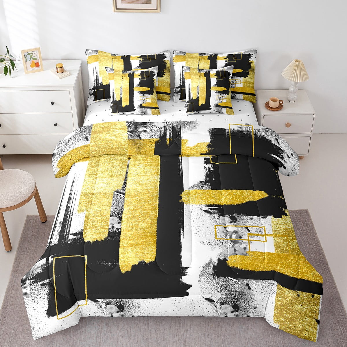 Erosebridal Watercolor Geometry Stripes Bedding Sets Twin Size,Splash ...