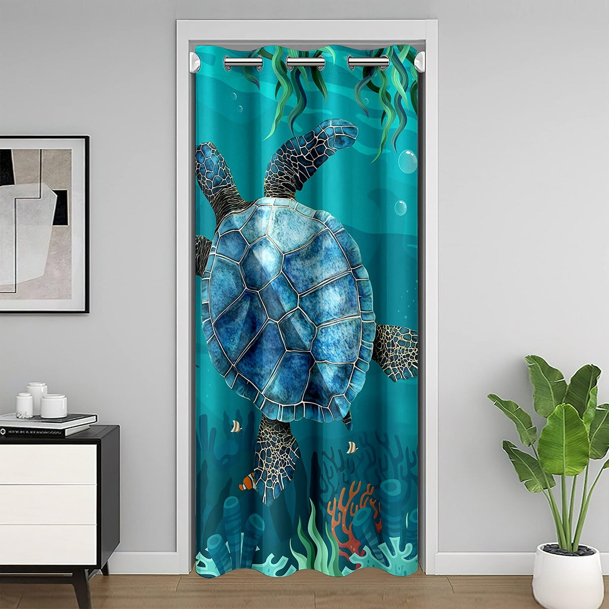 Erosebridal Watercolor Sea Turtle Door Curtain For Door Window 42x84 ...