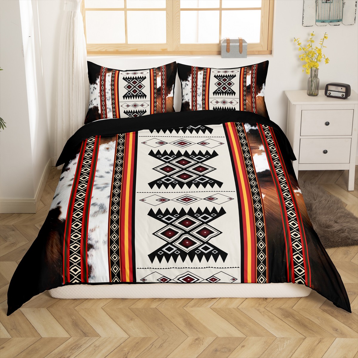 Erosebridal Western Aztec Comforter Cover, Boho Geometry Duvet Cover ...