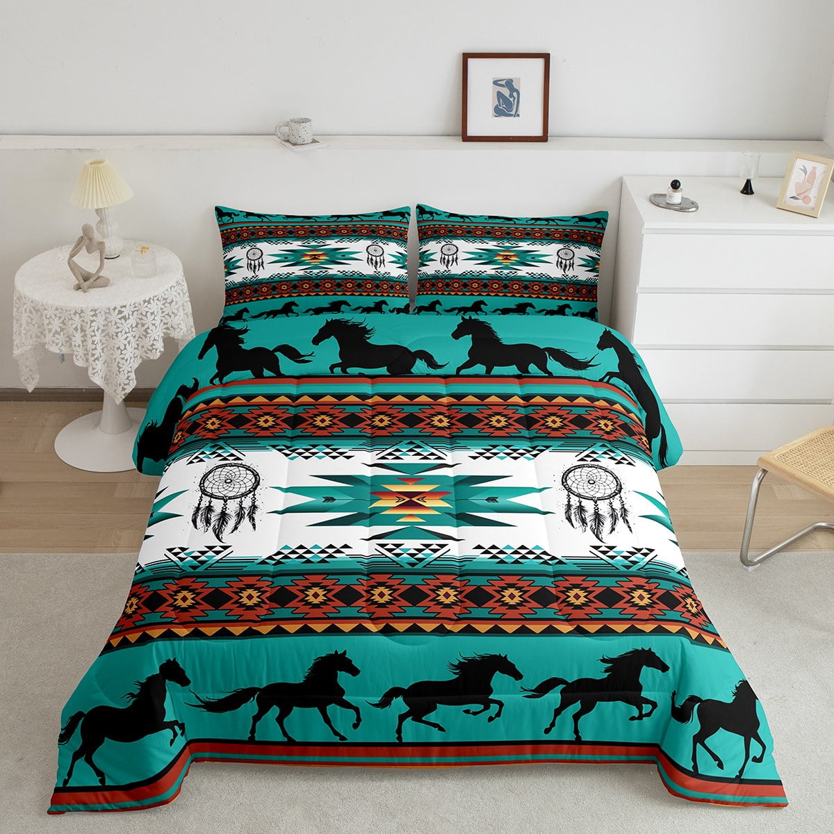 Erosebridal Western Aztec Comforter Sets King Size, Tribal Horse ...