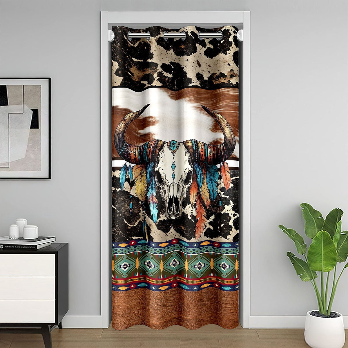 Erosebridal Western Aztec Door Curtain Panel 34x80, Sheep Skeleton Room ...