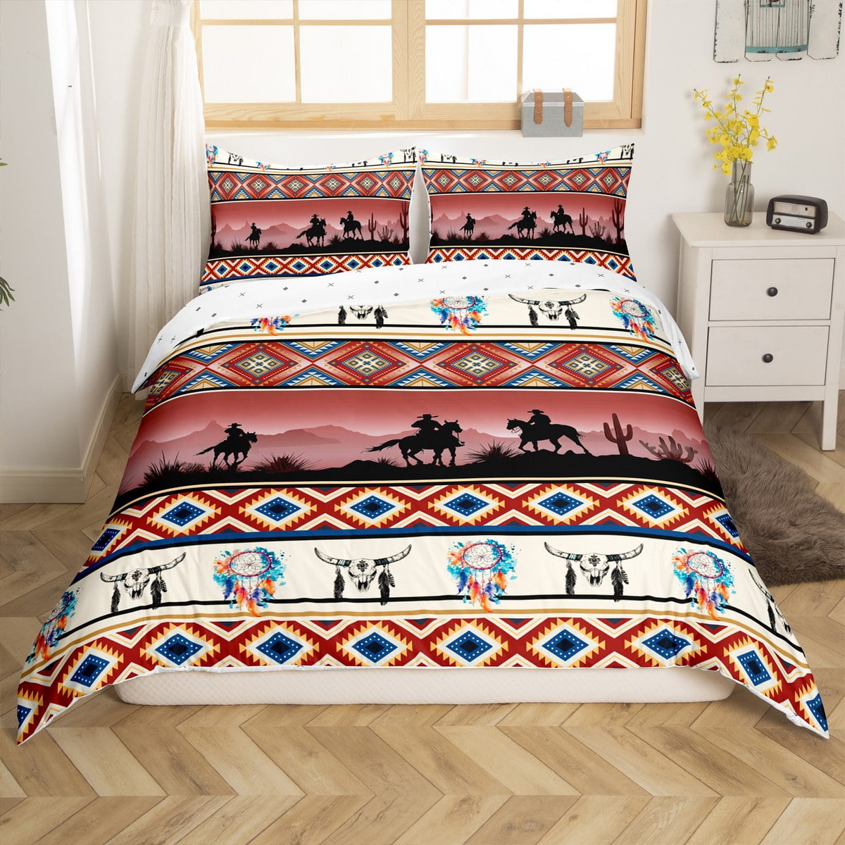 Erosebridal Western Aztec Duvet Cover King, Cowboys Bedding Sets King ...