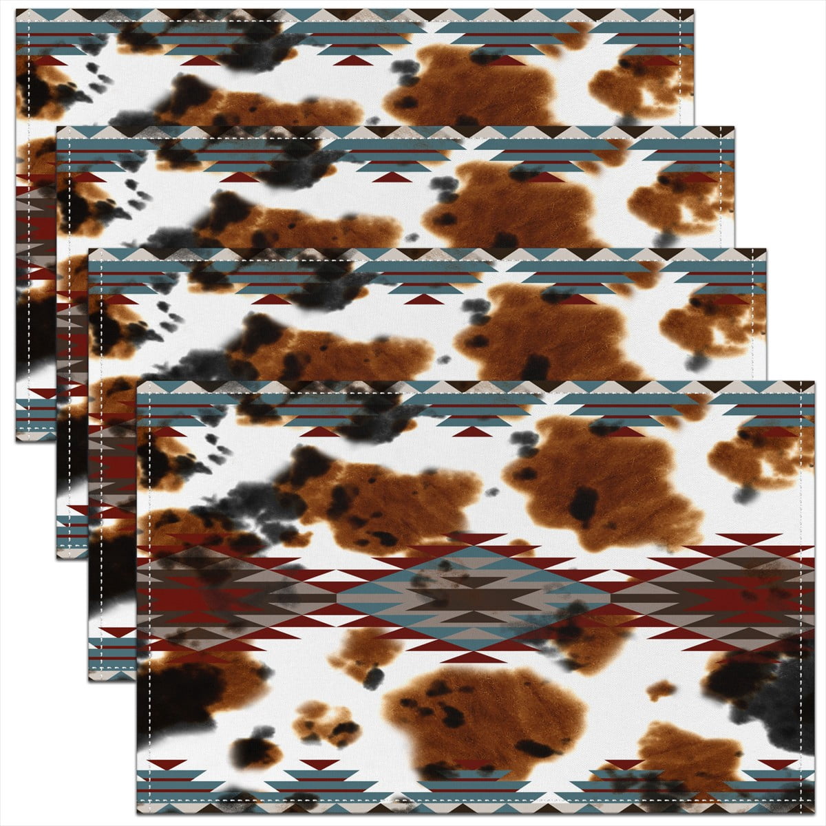 Erosebridal Western Boho Placemats Set of 4 Cow Print Table Place Mats ...