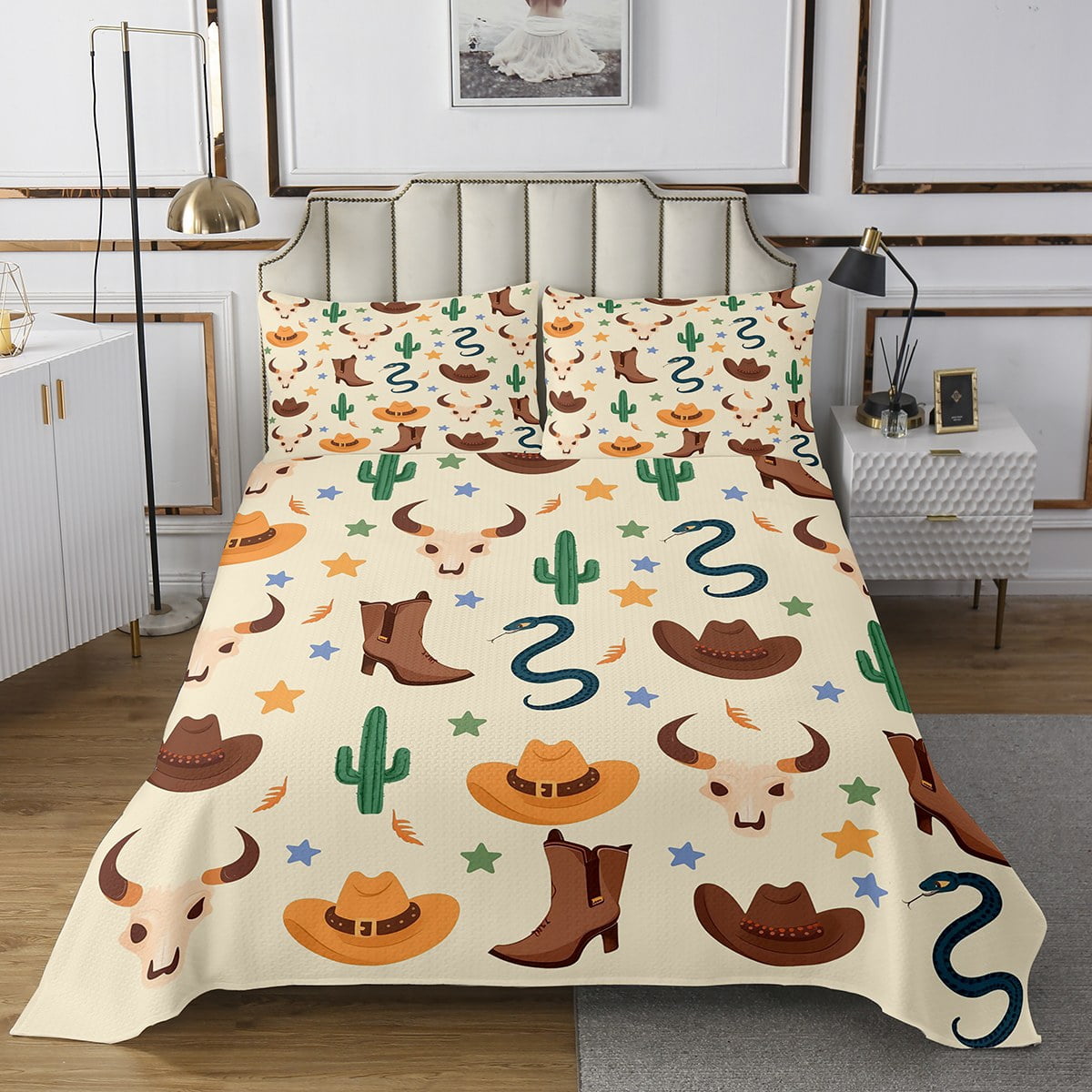 Erosebridal Western Boot 100% Cotton Comforter Cover King, Cowboy ...