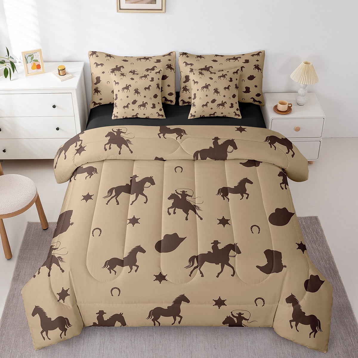 Erosebridal Western Cowboy Bedding Twin Size, Horseshoes Stars Horse ...