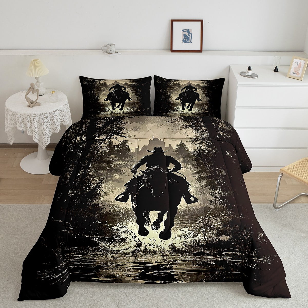 Erosebridal Western Cowboy Comforter Sets Queen Size, Rustic Horse ...