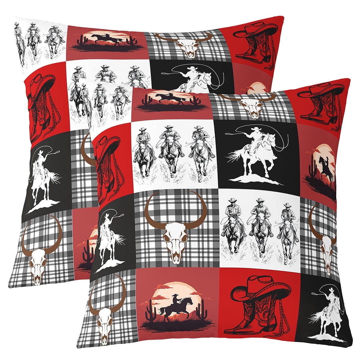 Erosebridal Western Cowboy Cushion Covers for Sofa Set of 2, Rustic ...