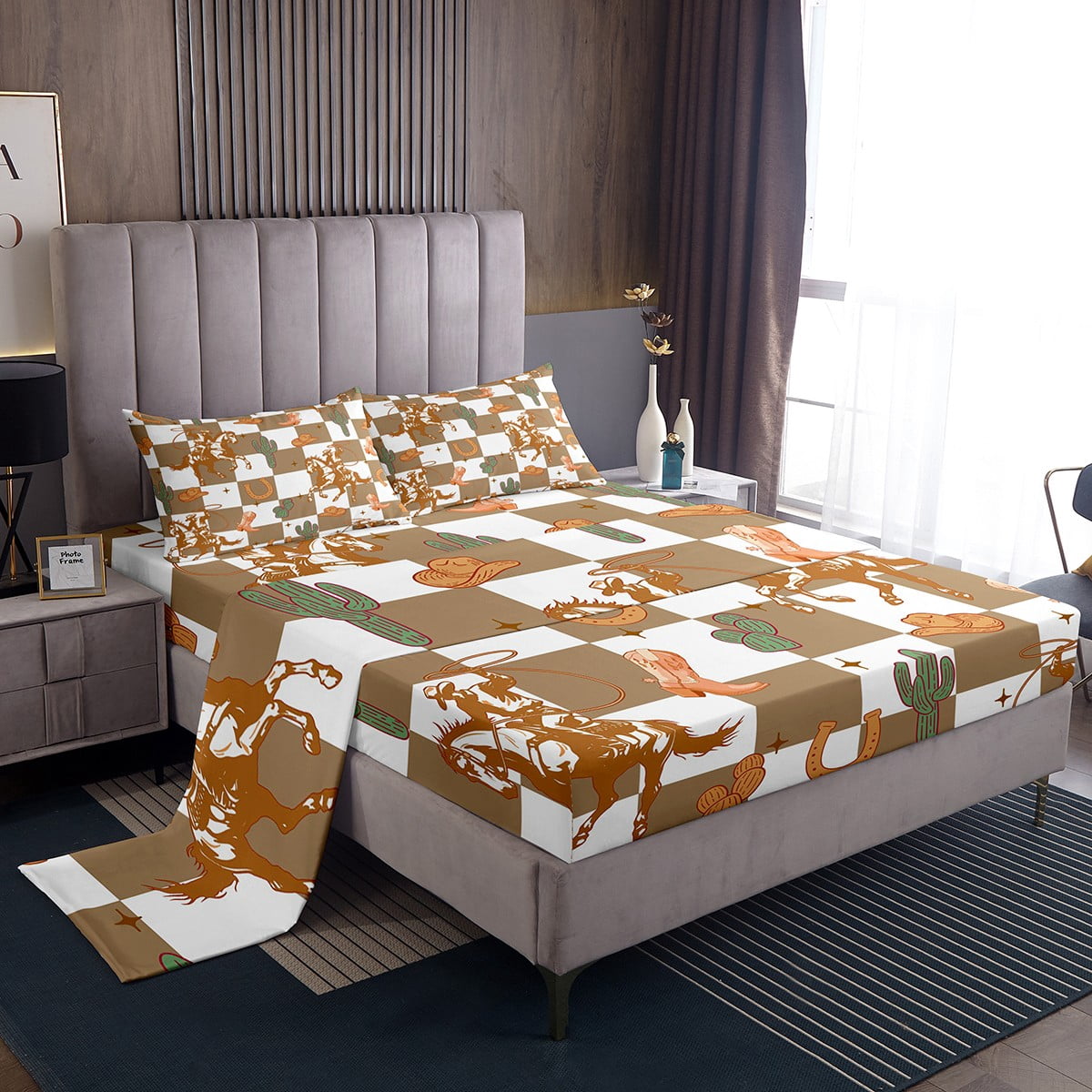 Erosebridal Western Cowboy Sheet Set Queen, Rustic Farmhouse Bedding ...