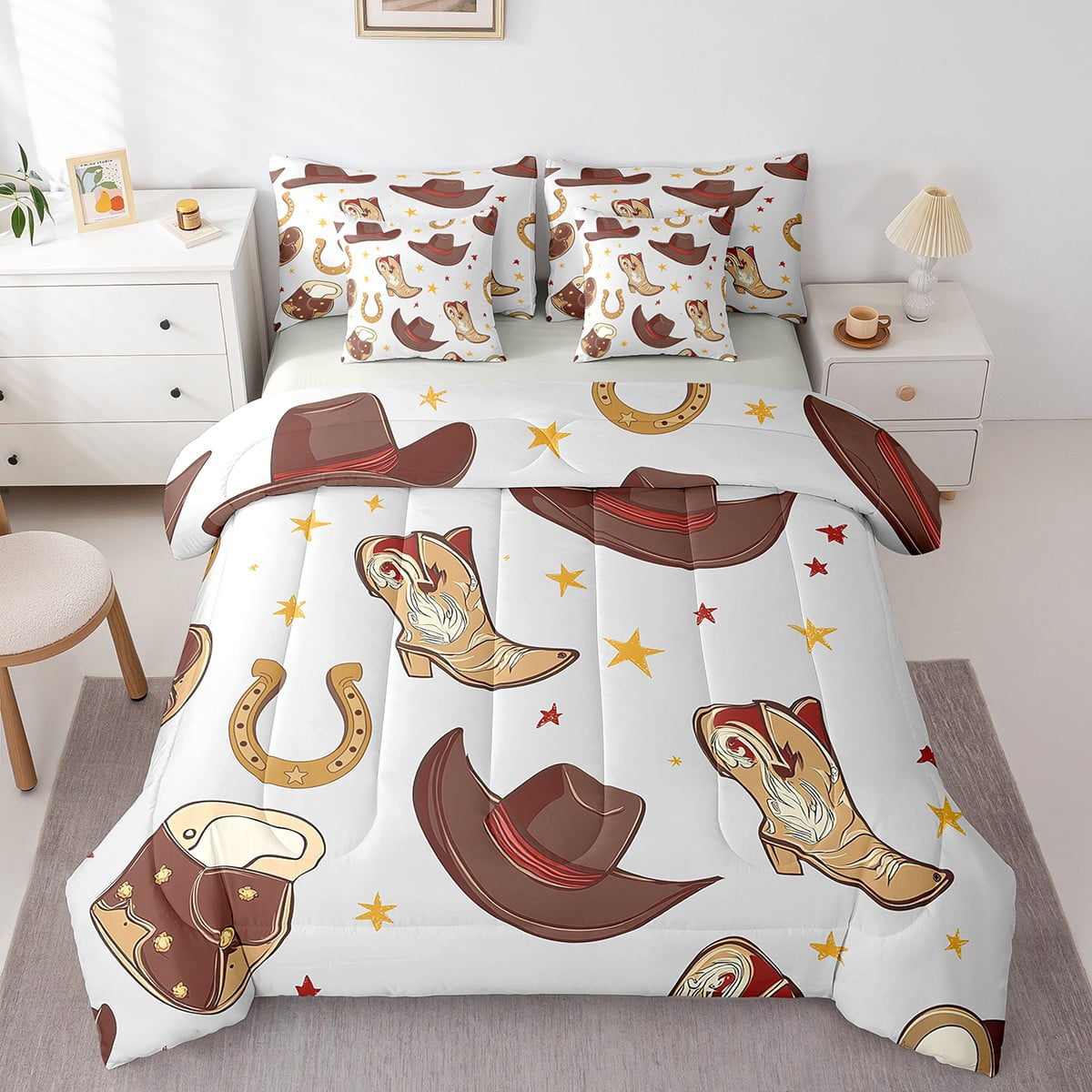Erosebridal Western Cowboys Bedding King Size,Cowboy Boots Horseshoes ...