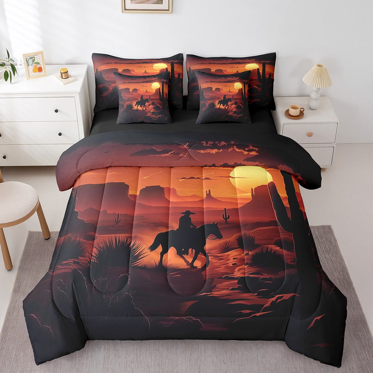 Erosebridal Western CowBedding Sets Queen Size, Rustic Horse Comforter ...