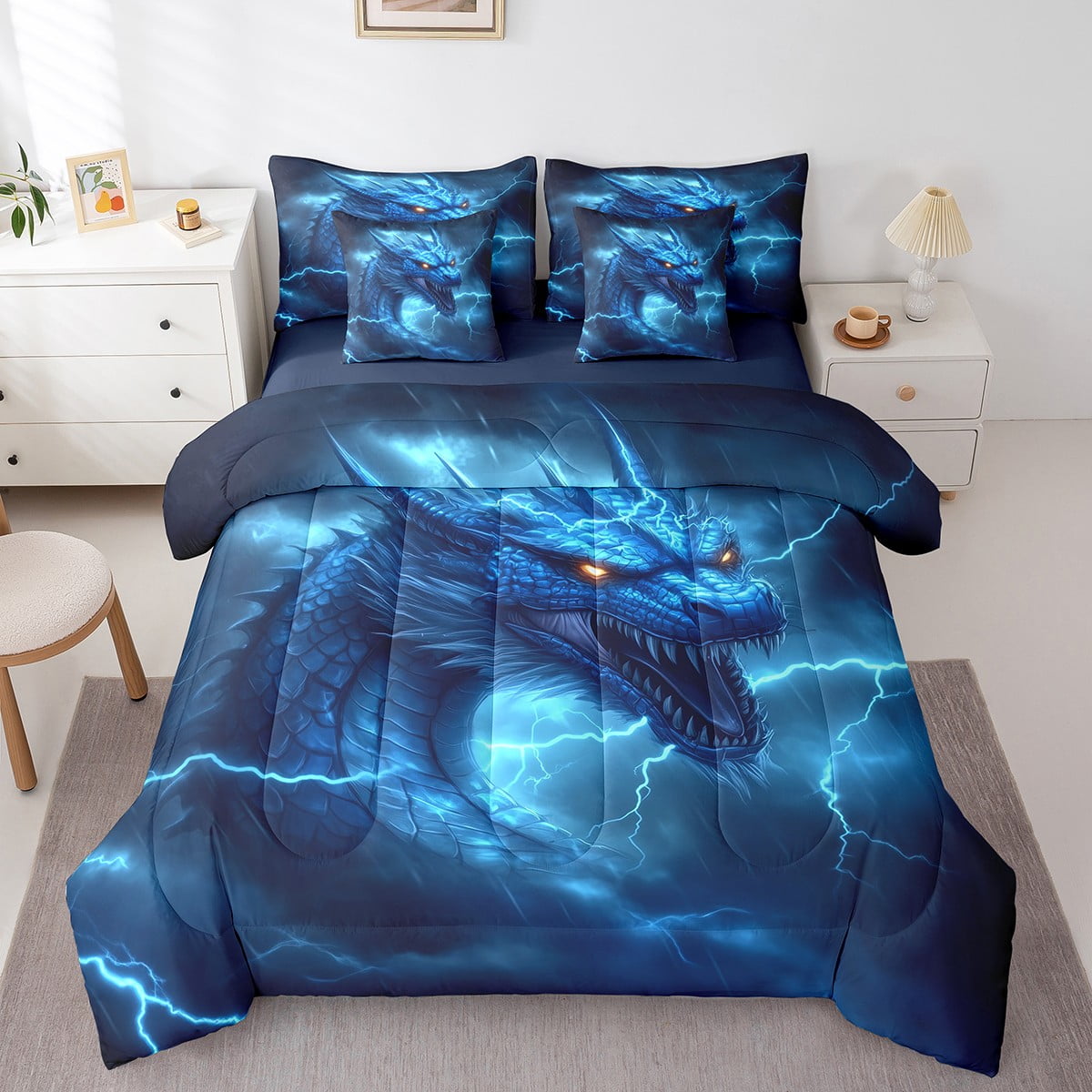Erosebridal Western Dragon Bedding Sets Queen Size, Nature Lightning ...