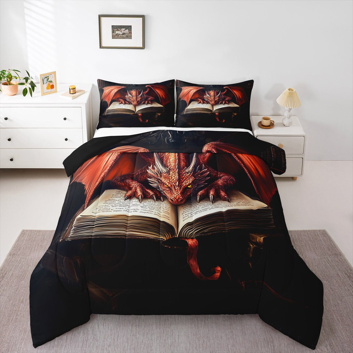 Erosebridal Western Dragon Comforter Sets Queen Size, 3D Vintage Animal ...