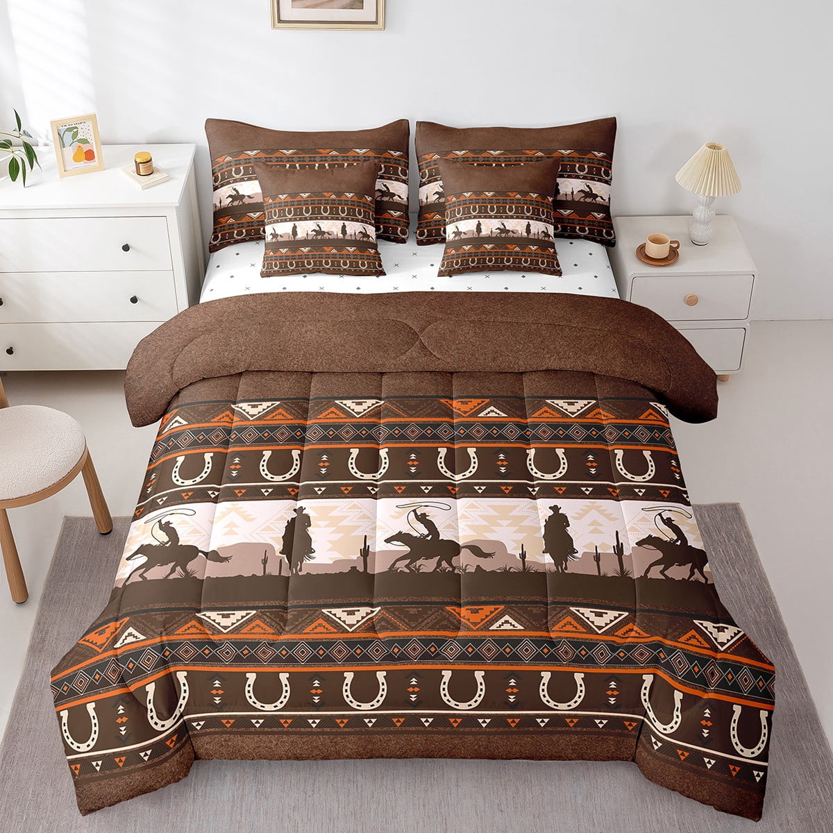 Erosebridal Western Horse Bed in a Bag King size, Tribal Aztec Bedding ...