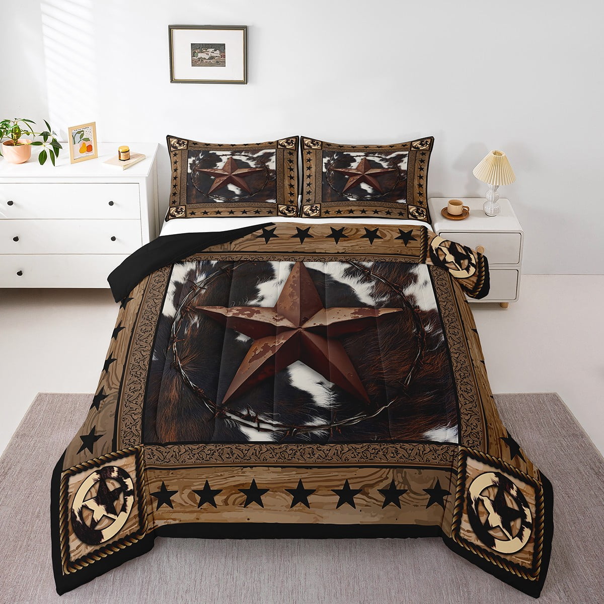 Erosebridal Western Texas Stars Bedding Sets King With Comforter,Lodge ...