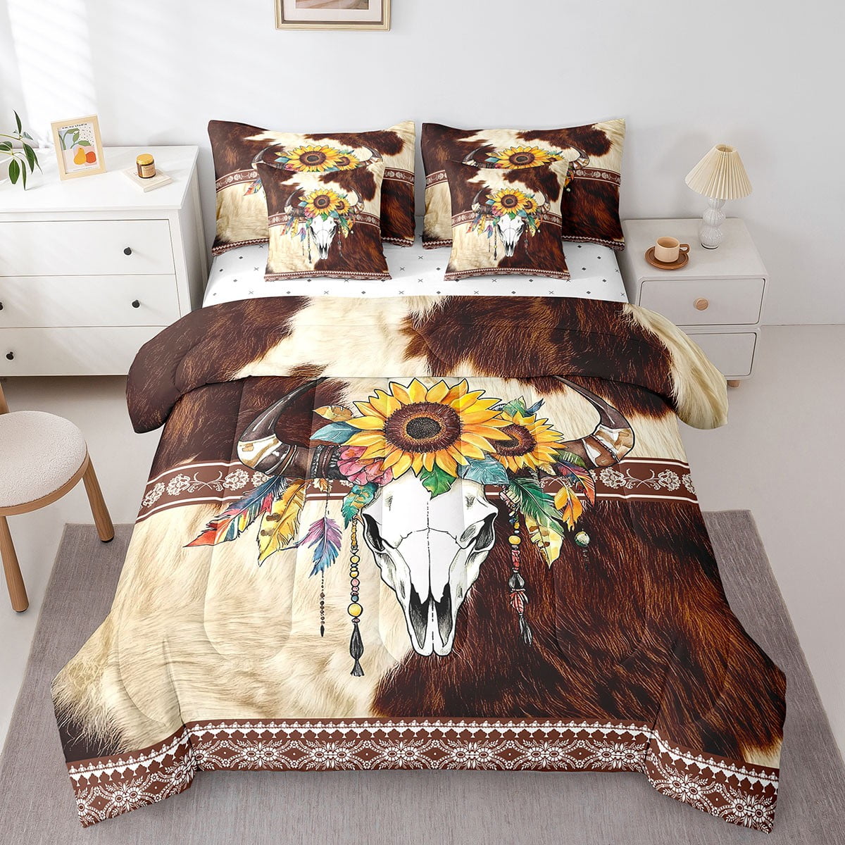 Erosebridal Western Vintage Bedding Sets Full Size, Sheep Skeleton ...