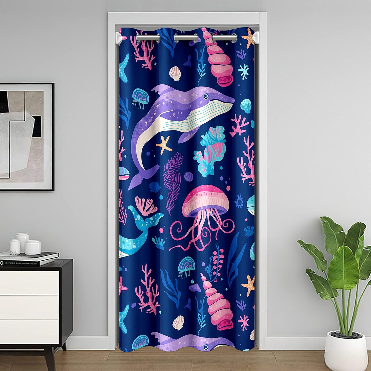 Erosebridal Whale Jellyfish Door Curtain Panel 59x80,Marine Animal Room ...