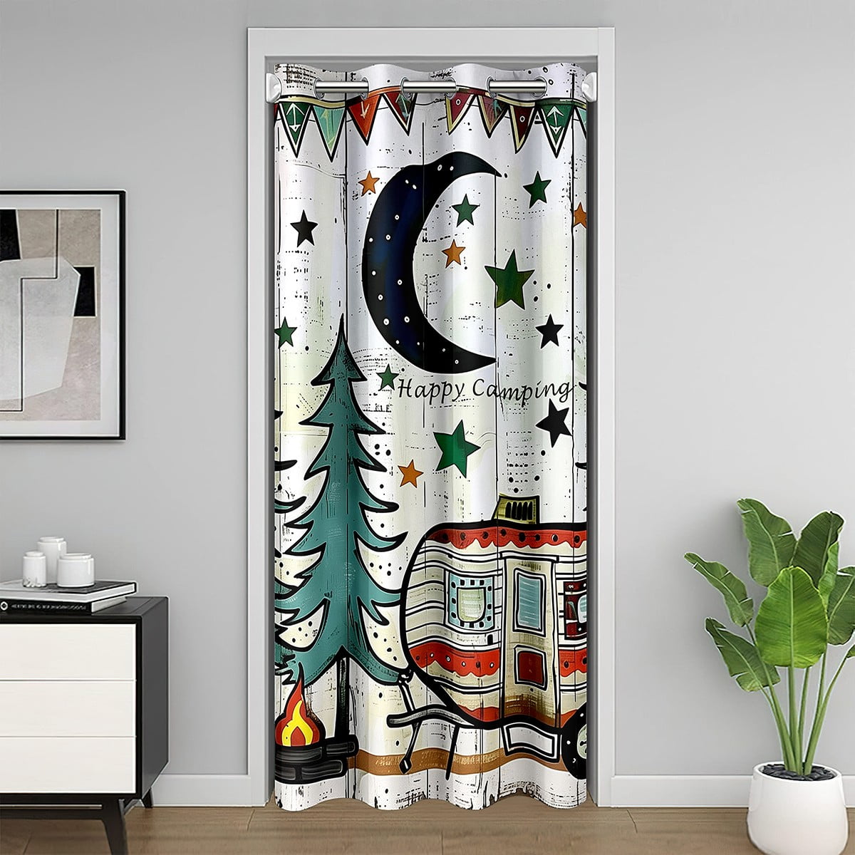 Erosebridal White Camper Door Curtain For Doorways 80"x59",Happy ...