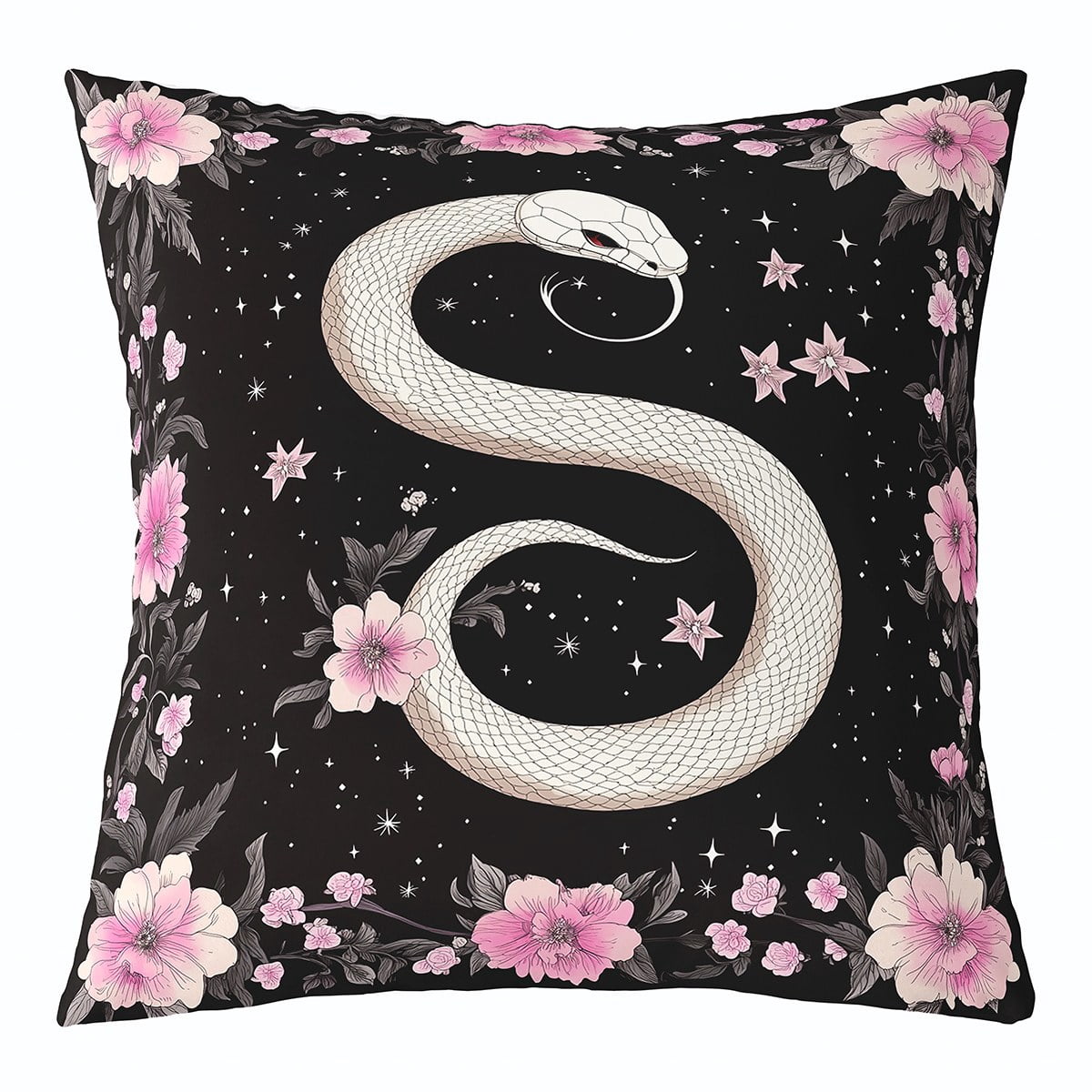 Erosebridal White Snake Cushion Covers for Sofa, Cherry Blossoms ...