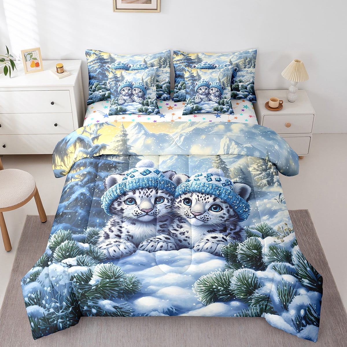 Erosebridal White Tiger Bedding Sets King Size,Jungle Animal Comforter ...