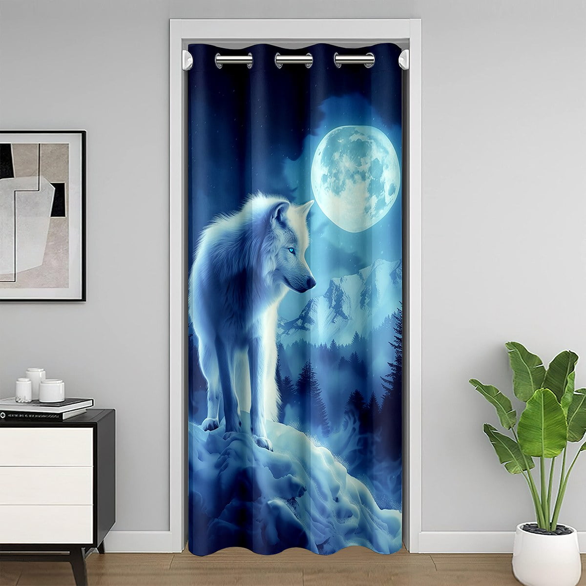 Erosebridal White Wolf Door Curtain For Doorways 34x80,Jungle Animal ...