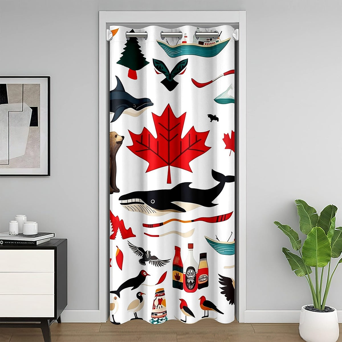 Erosebridal Wild Animals Door Curtain Panel 59x80, Whale Bird Bear ...