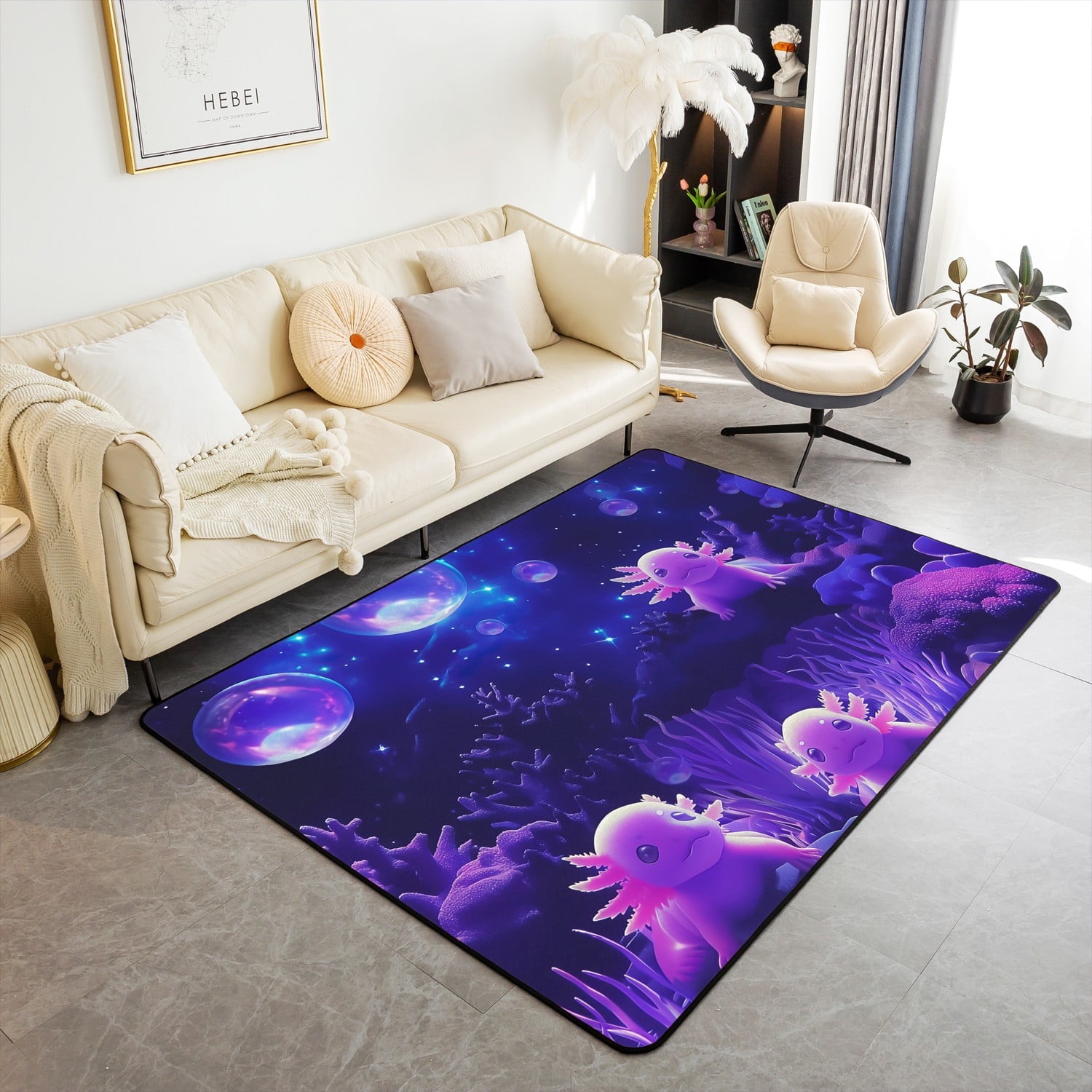 Erosebridal Wild Axolotl Area Rugs For Living Room 4'11" x 3'3", Cute ...
